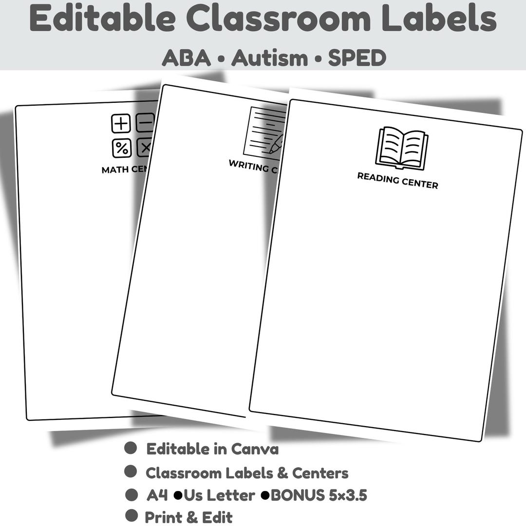 Editable Classroom Labels & Center Signs,special Education ABA Friendly ...