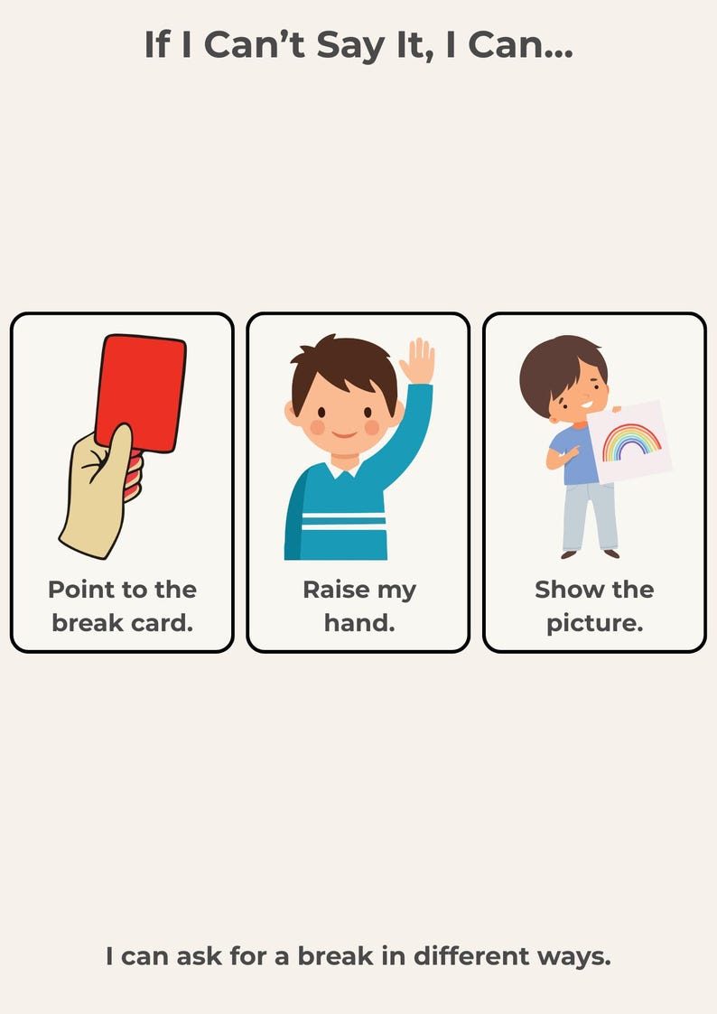 Requesting a Break Behavior Script Cards,autism & SPED Visual Supports ...