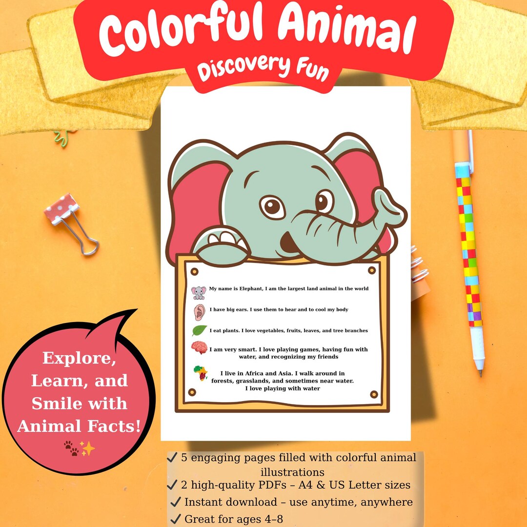 Animal Facts Worksheet PDF – 5-page Learning Activity for Kids 4-8 ...
