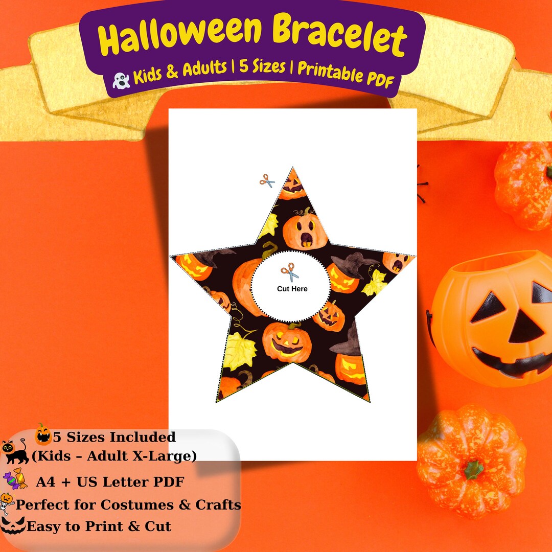Halloween Bracelet Size Chart Printable, DIY Costume Wristband Template ...