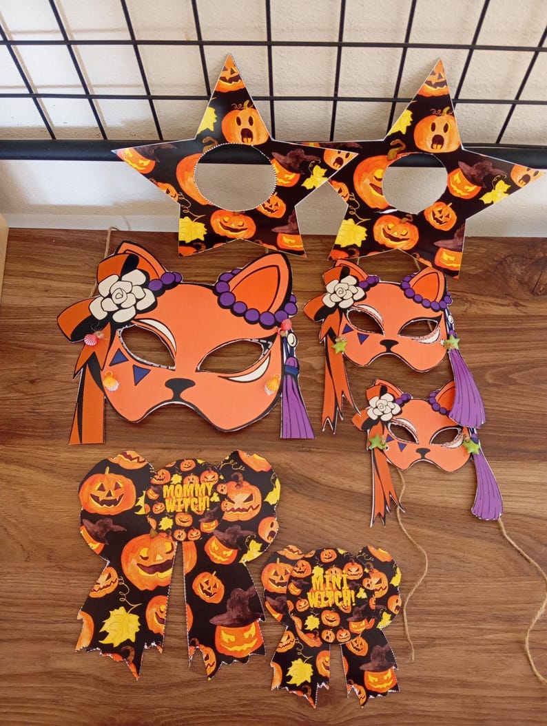 Halloween Printable Girl Masks for Kids, 2 Sizes (2–9 Years), DIY ...