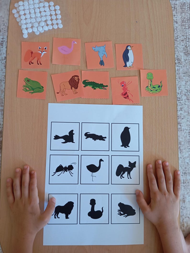Animal Shadow Matching Game for Kids, Cut and Paste PDF Activity ...