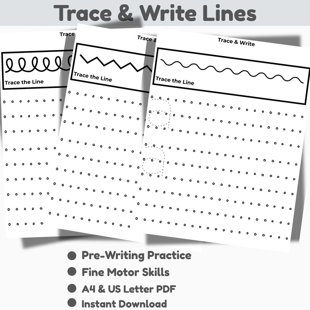 Trace & Write Lines Worksheets,prewriting Skills for Preschool ...