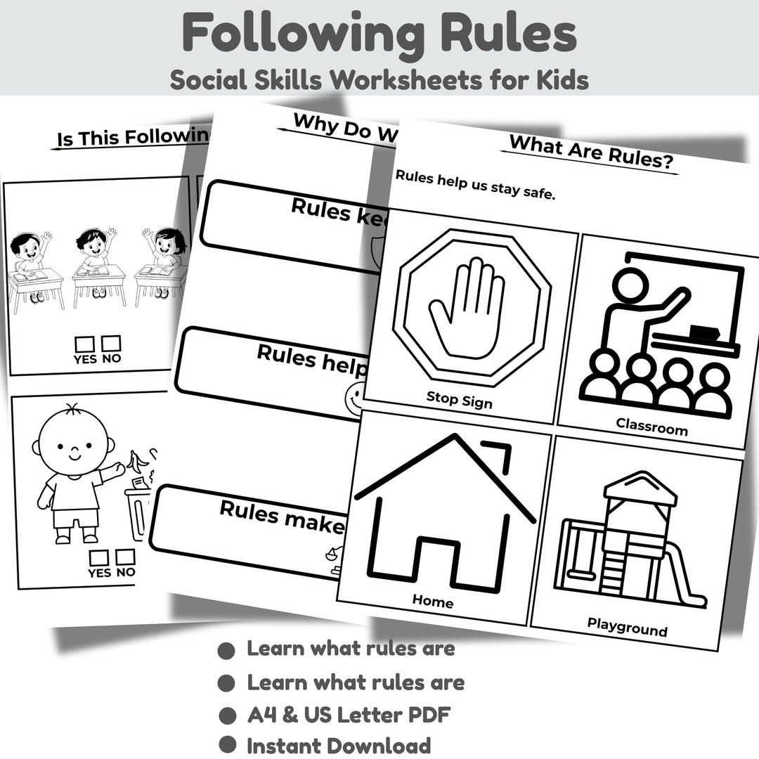 Following Rules Social Skills Worksheets,sped,good Vs Bad Rules,cut ...