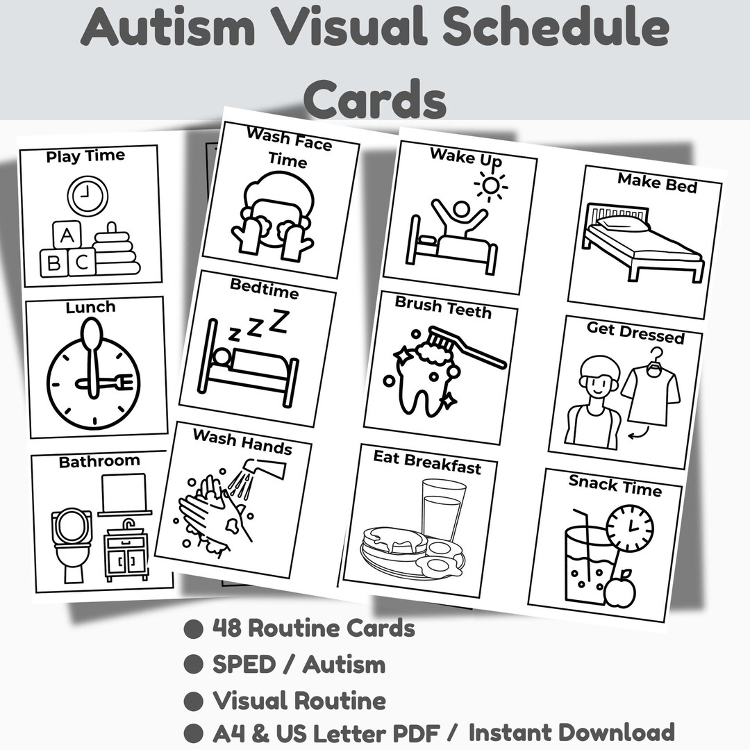 Autism Visual Schedule Cards,48 Routine Cards for Kids,sped Classroom ...