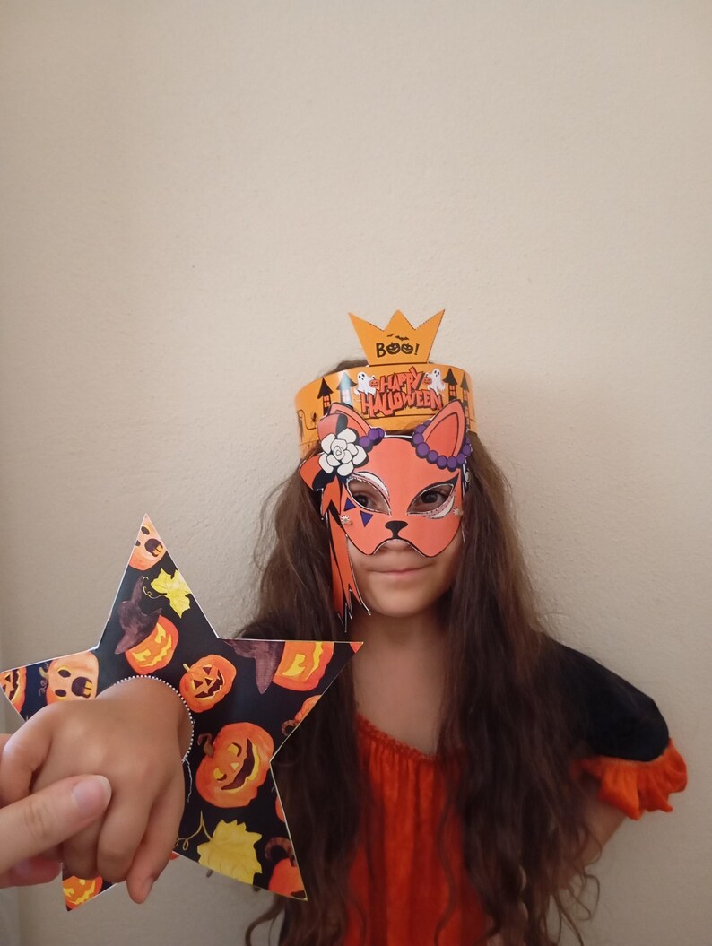 Halloween Printable Girl Masks for Kids, 2 Sizes (2–9 Years), DIY ...