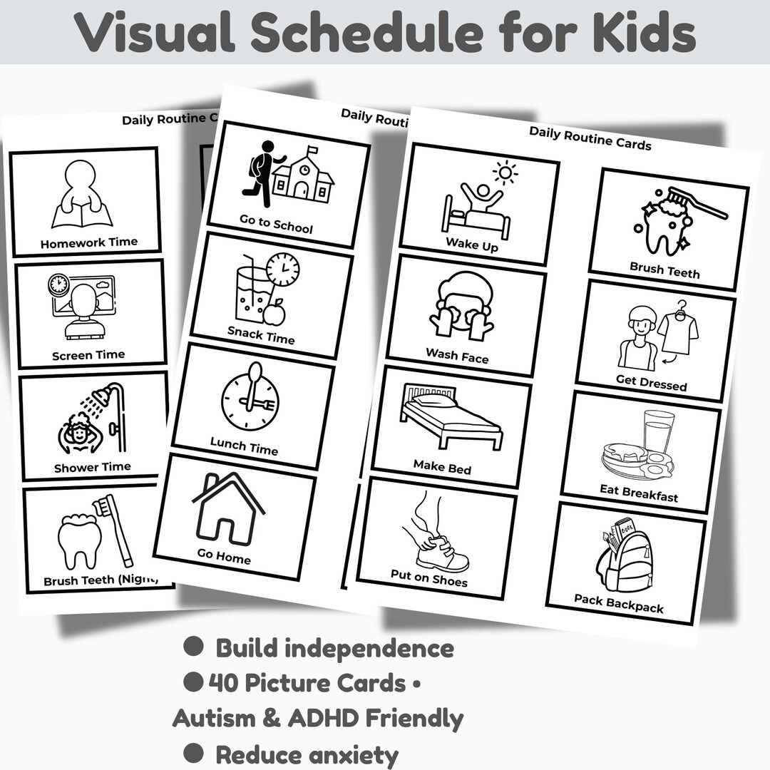 Daily Routine Cards for Kids,visual Schedule Cards,40 Routine Picture ...