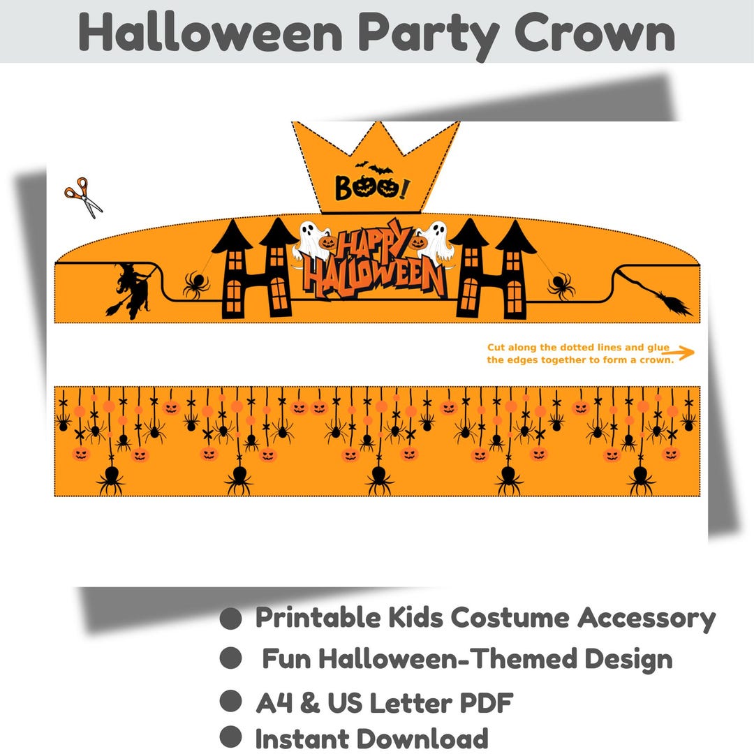 Halloween Crown Printable,kids Party Hat Costume,trick or Treat ...