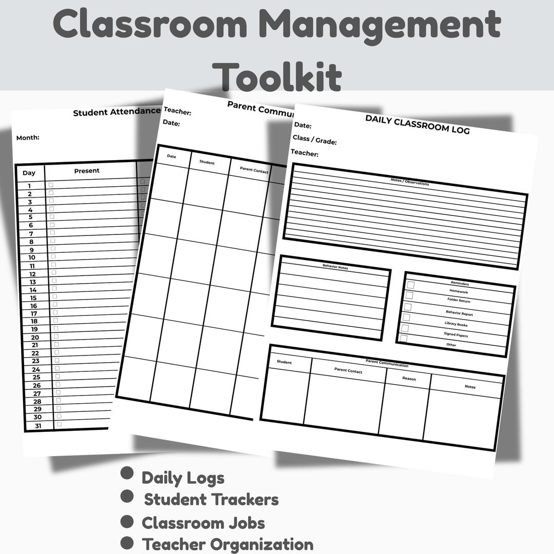 Classroom Management Printables,teacher Organization Forms,daily Logs ...