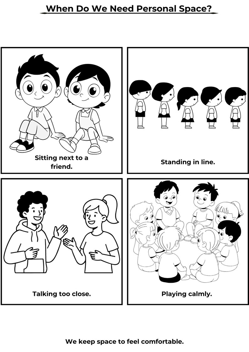 Personal Space Social Skills Worksheets,respecting Space Activities,sel ...