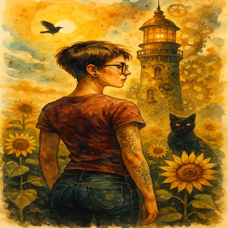 Steampunk Woman in a Sunflower Field – Digital Download – Printable ...