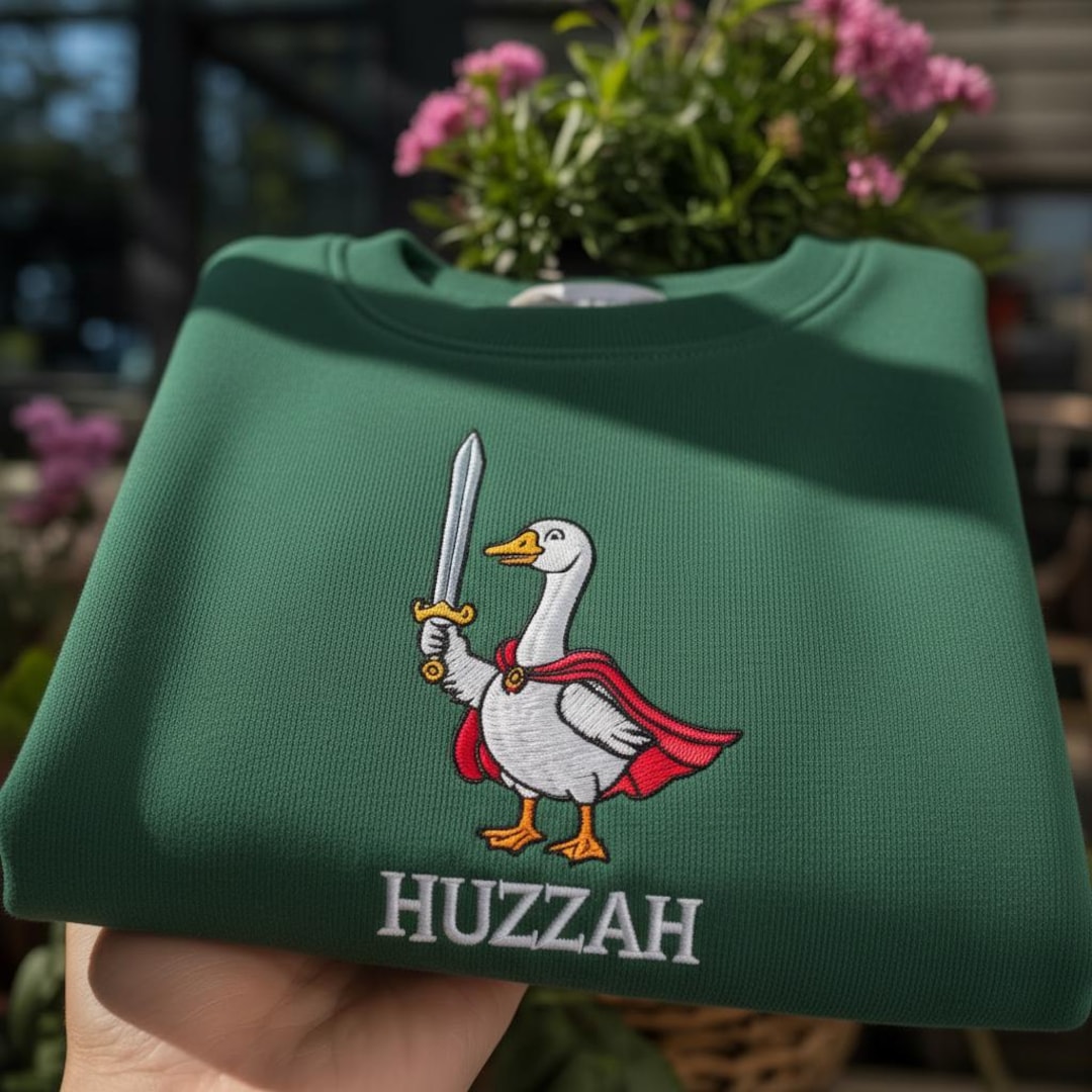 Embroidered Huzzah Knight Goose T-shirt, Huzzah Frog Funny Dnd Png ...