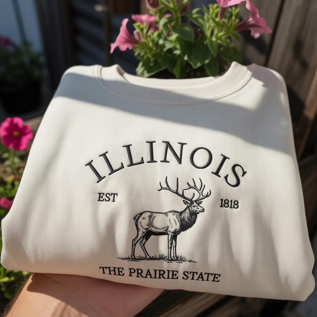 Illinois the Prairie State Embroidered Sweatshirt, Vintage Illinois Elk ...