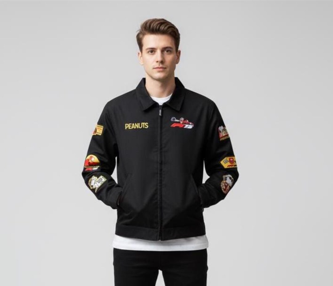 Handmade Formula 1 X Peanuts Jacket | Black Racing Streetwear - Etsy