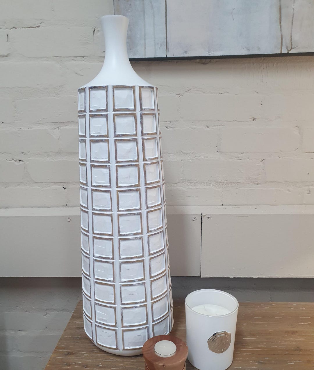 Modern Rustic Whitewashed Ceramic Vase – Tall Farmhouse Decor With ...