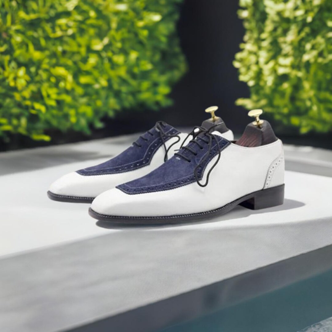 Spectator White and Blue Dress Shoes for Men's Designer Shoes - Etsy