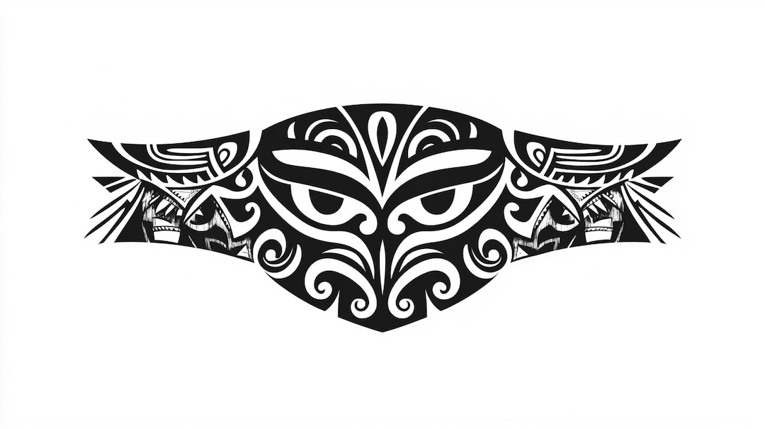 Tattoo Style Polynesian Designs Black/white Line Art Bundle 4 90 ...