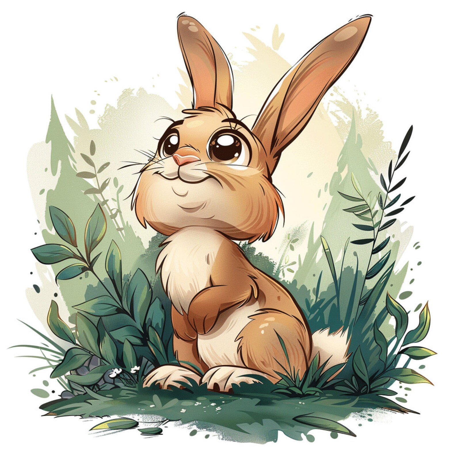 Rabbit-forrest Cartoon Color Bundle 1 96 Digital Line Art AI Svg-png ...