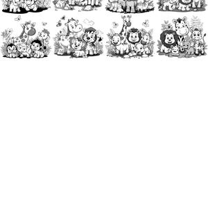 Animal Circus Group Cartoon Black and White Bundle 1 32 Digital Ai Line ...
