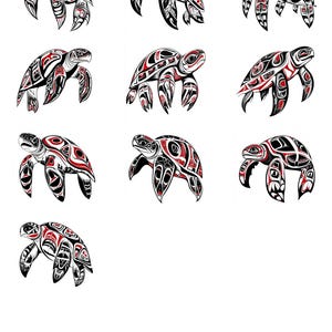 Turtle Northwest Tribal Designs Color Line Art Bundle 1 38 Digital Ai ...