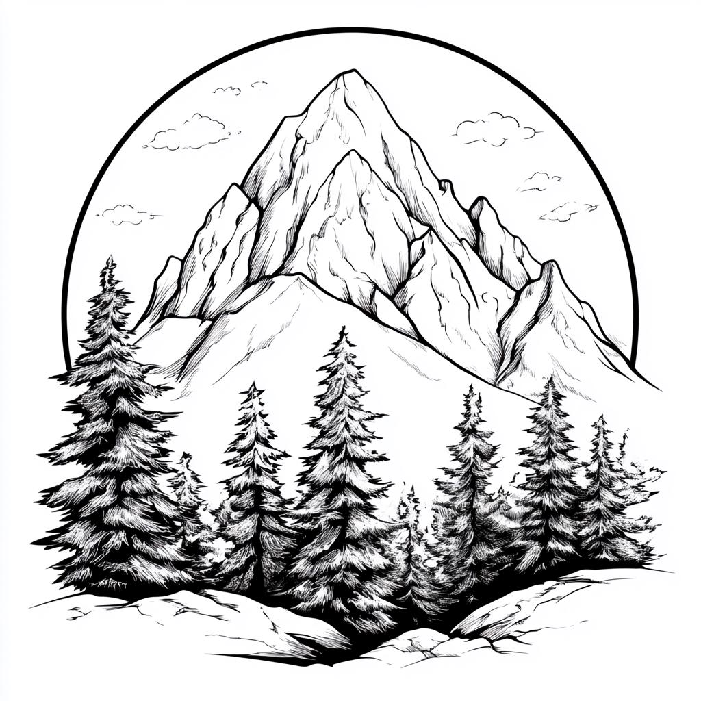 Mountain Logo Line Art Bundle: Black & White PNG SVG (digital Download ...