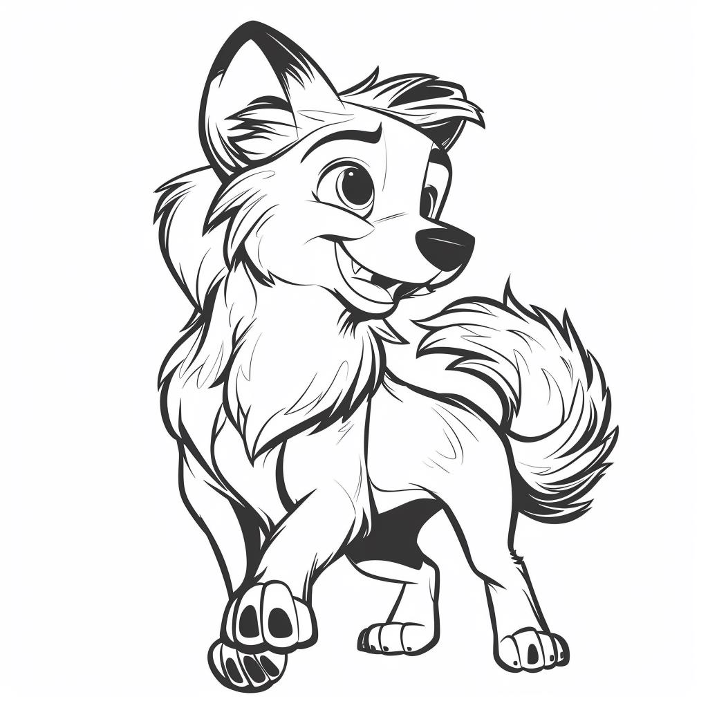 Wolf Cartoon Line Art Black and White Bundle 1 32 Digital Ai Line Art ...