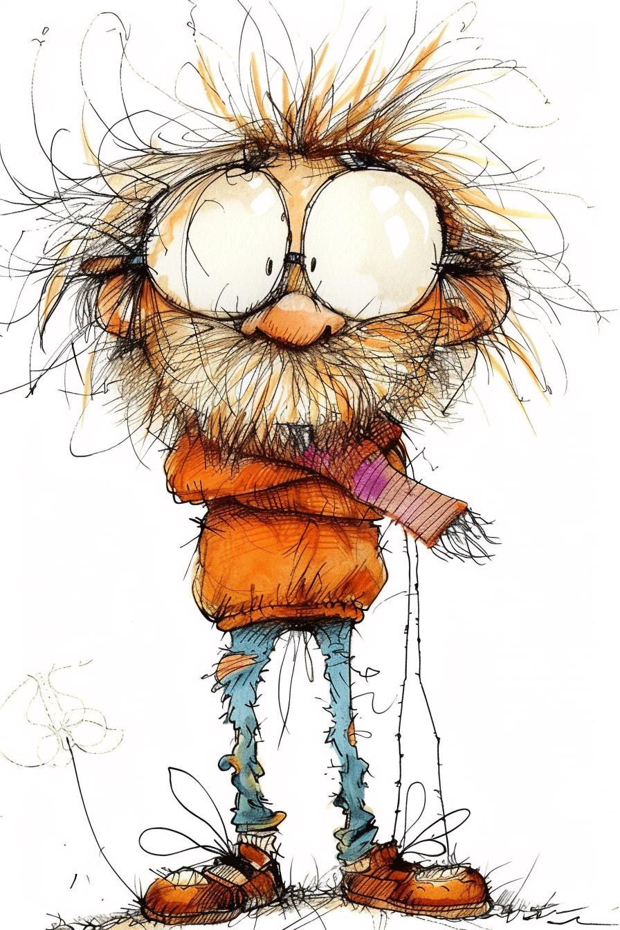 Old Man Groovy Cartoon Line Art Illustration Color Bundle 1 18 Digital ...