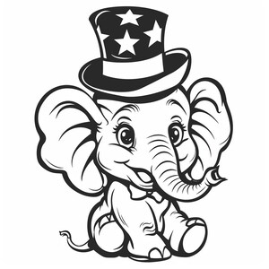 Elephant 4th of July Cartoon Bundle 1 60 Digital Line Ai Art PNG SVG ...