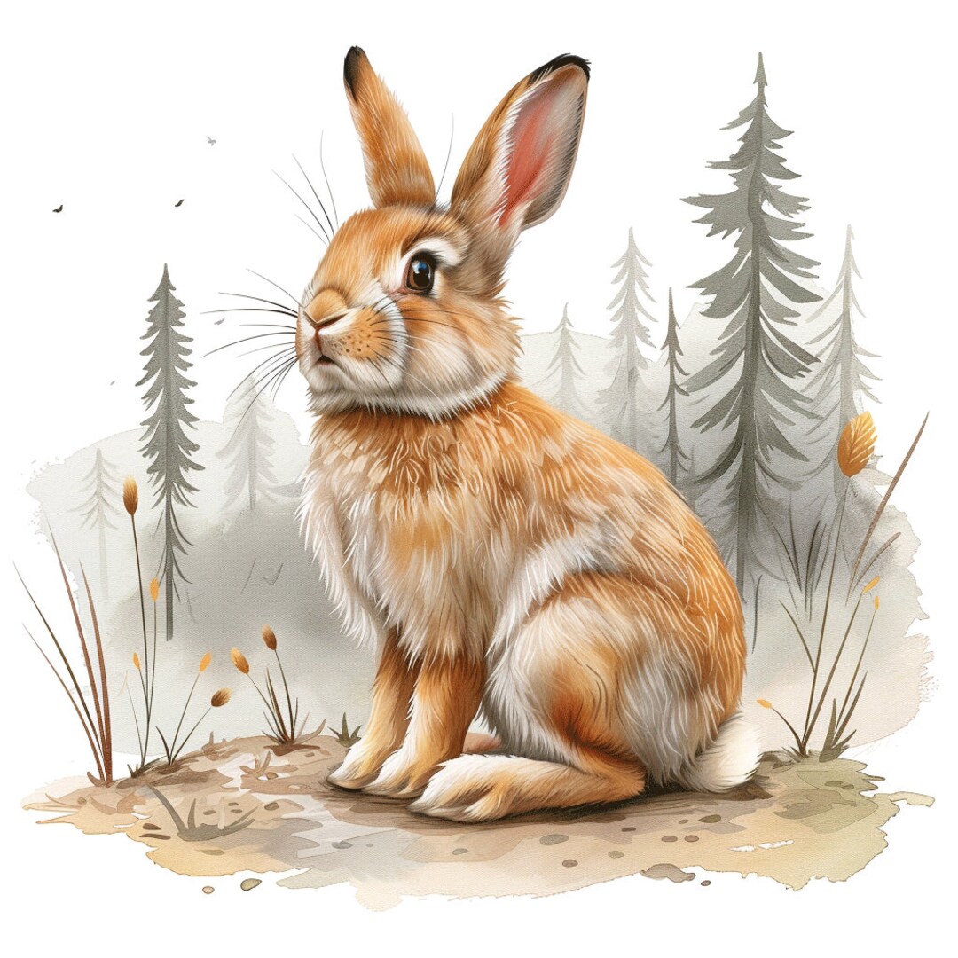 Rabbit Illustration Color Bundle 2 60 Digital Line Art Ai Svg-png - Etsy