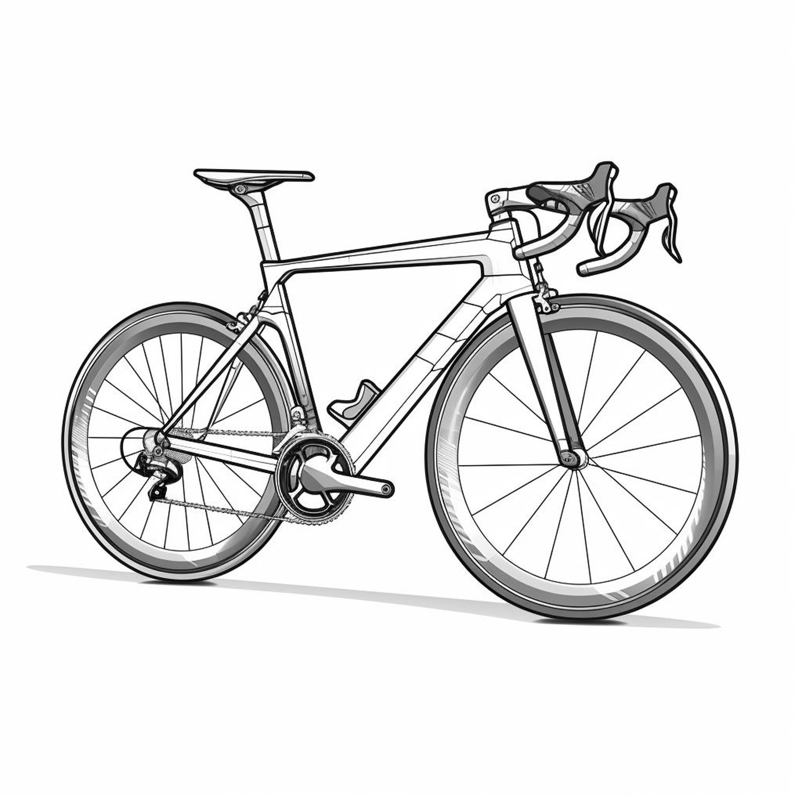 Road Bike Black and White Line Art Bundle 2. 48 Digital Ai Line Art PNG ...