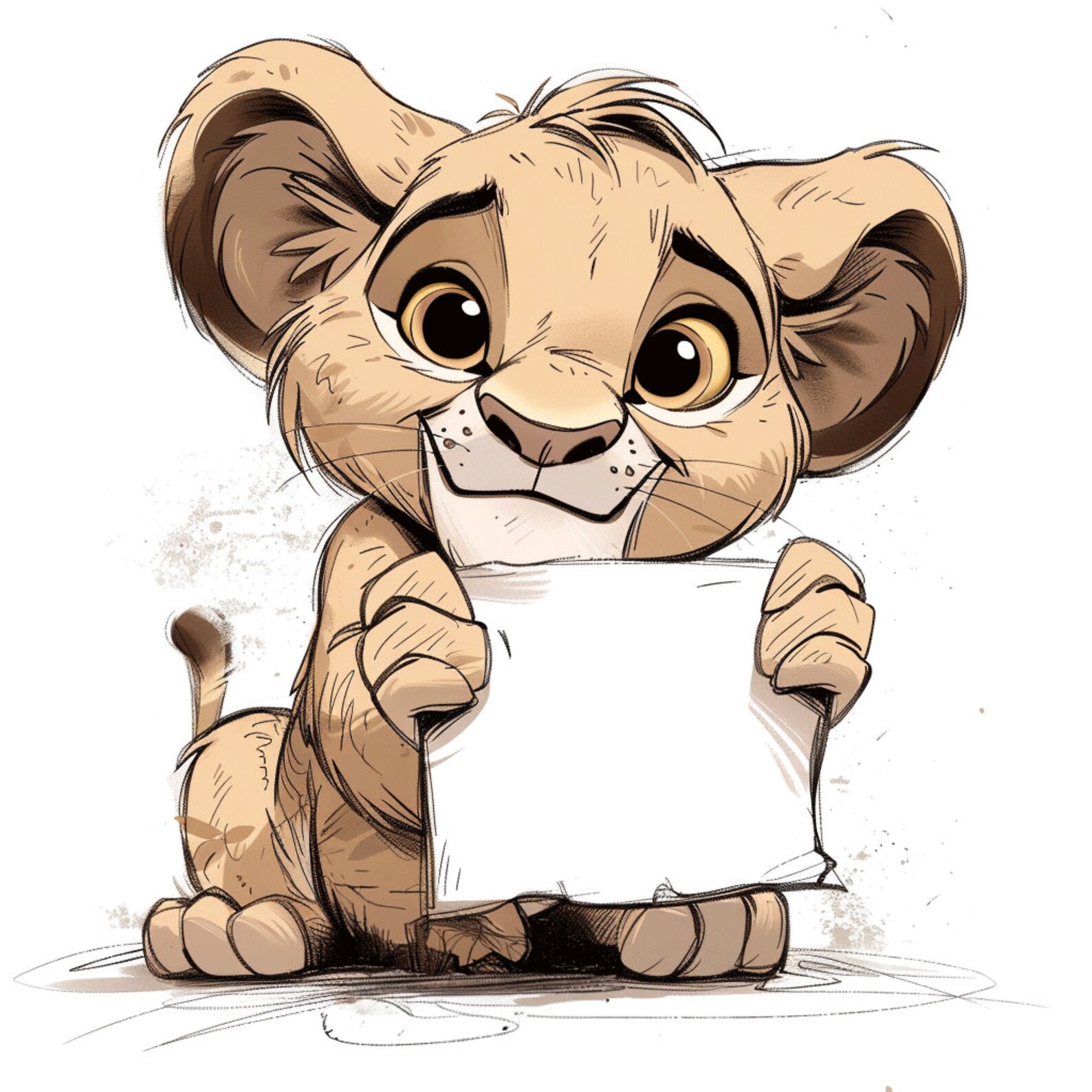 Lion Cub With Sign Color/black and White Bundle 1 36 Digital Line Art ...
