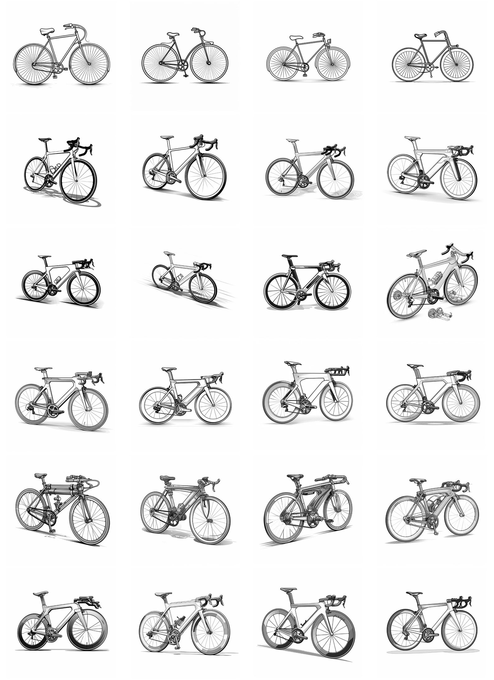 Road Bike Black and White Line Art Bundle 1 48 Digital Ai Line Art PNG ...