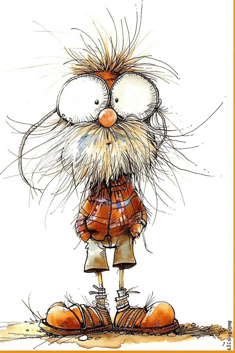 Old Man Groovy Cartoon Line Kunst Farbbündel 1 18 Digital Ai Line Art ...