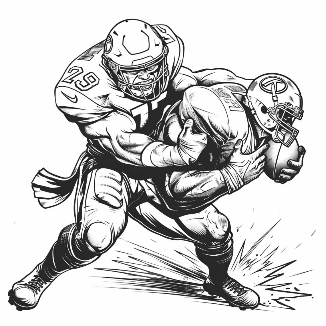Football Character Cartoon Line Art Black and White Bundle 3 80 Digital ...