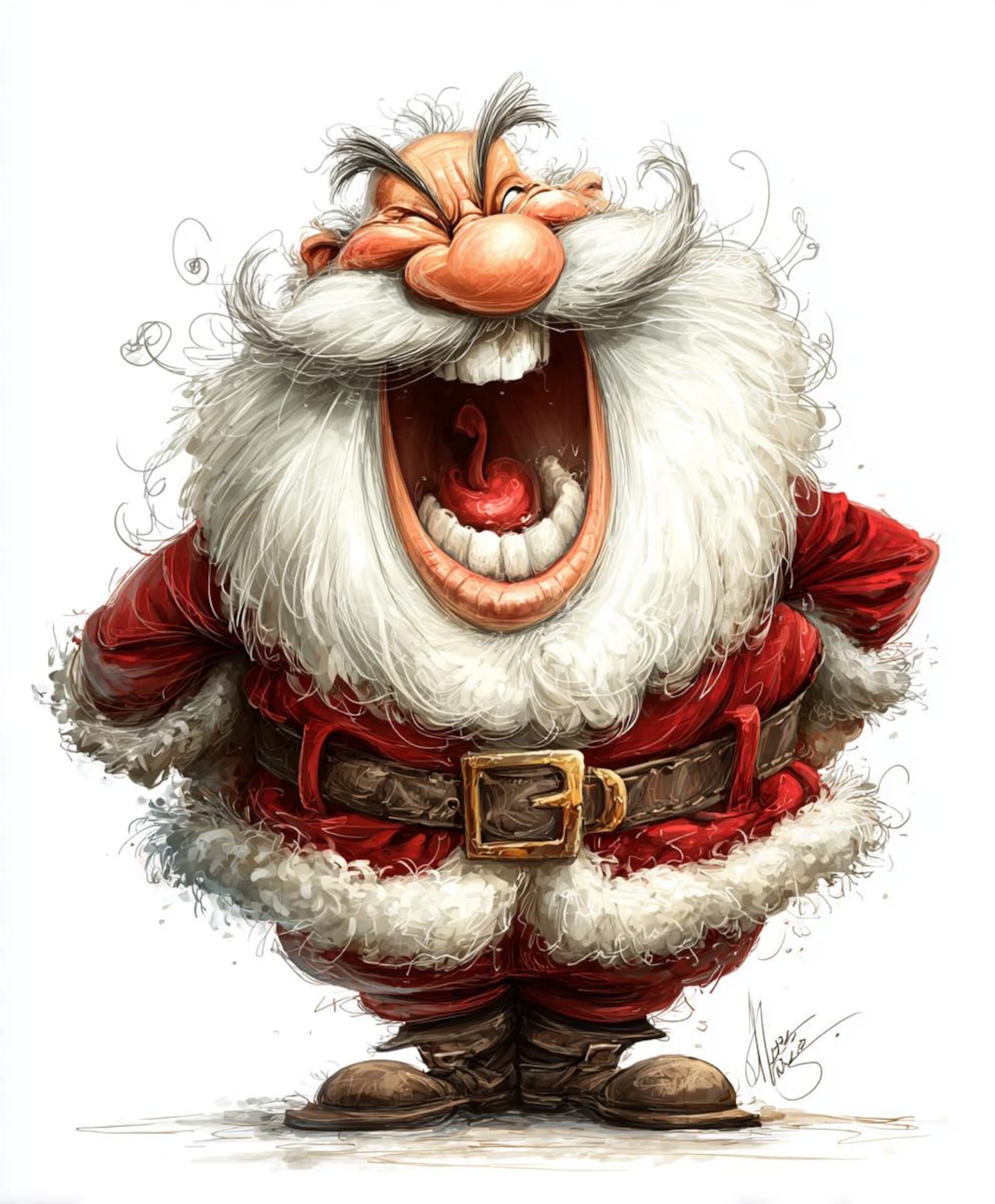 Santa Crazy Cartoon Line Art Color Bundle 6 24 Digital Ai Line Art PNG ...