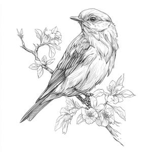 Bluebird Line Art Black and White Bundle 1 28 Digital Ai Line Art PNG ...