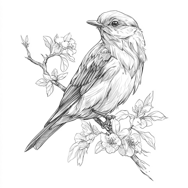 Bluebird Line Art Black and White Bundle 1 28 Digital Ai Line Art PNG ...