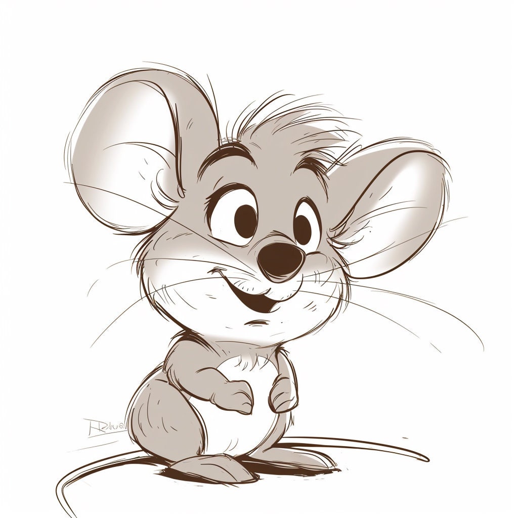 Mouse Grey Line Art Color/black and White Bundle 1 48 Digital Line Art ...