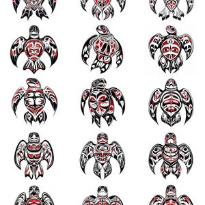 Turtle Northwest Tribal Designs Color Line Art Bundle 4 38 Digital Ai ...