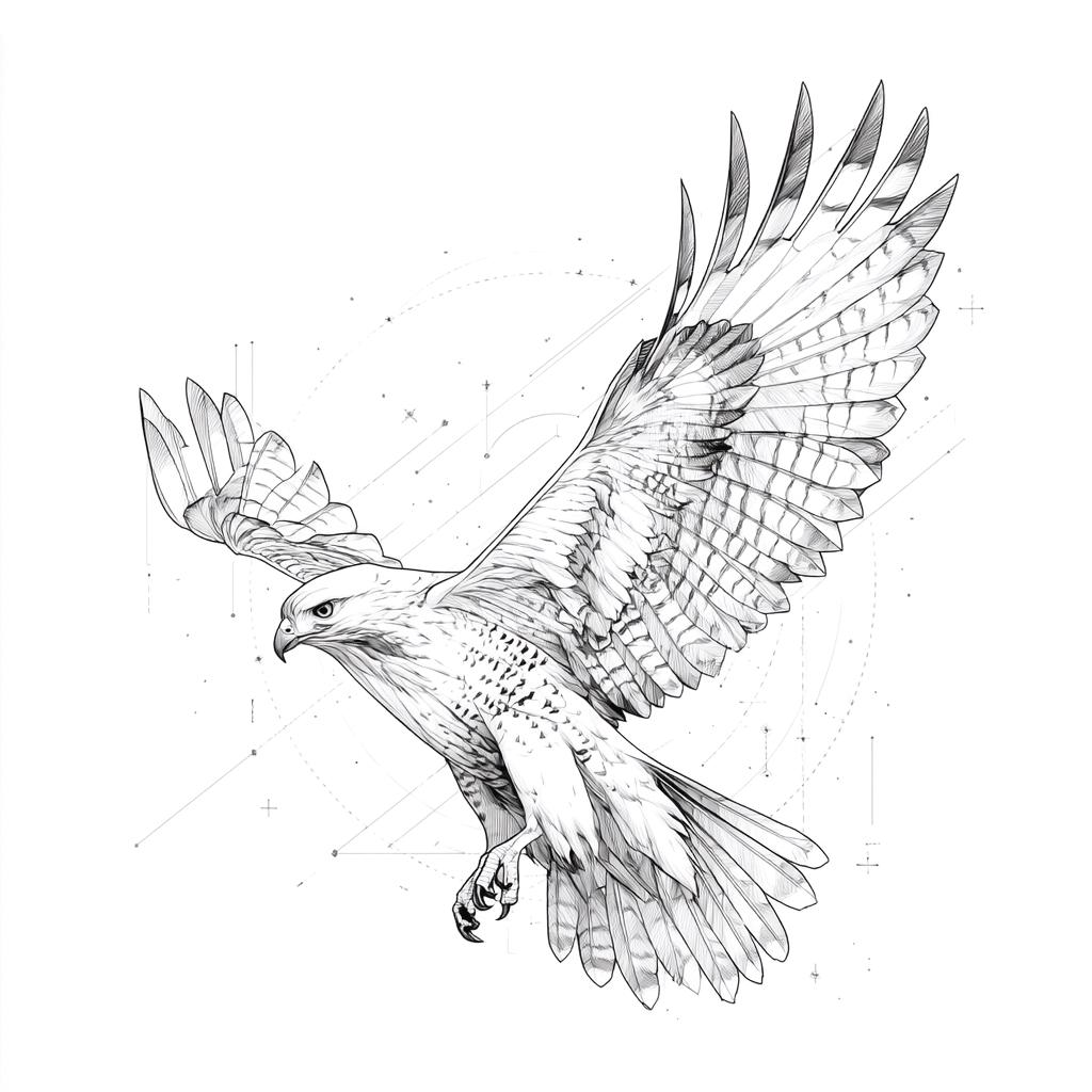 Hawk Line Drawing