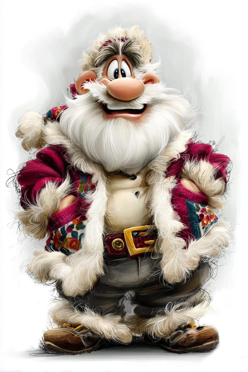 Santa Cartoon Line Art Color Bundle 2 22 Digital Ai Line Art PNG-SVG ...