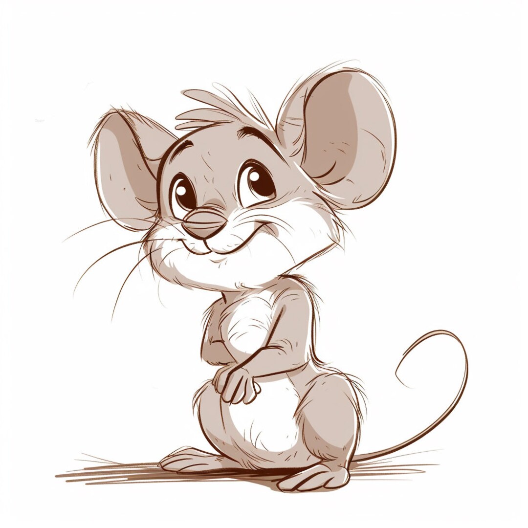Mouse Grey Line Art Color/black and White Bundle 1 48 Digital Line Art ...