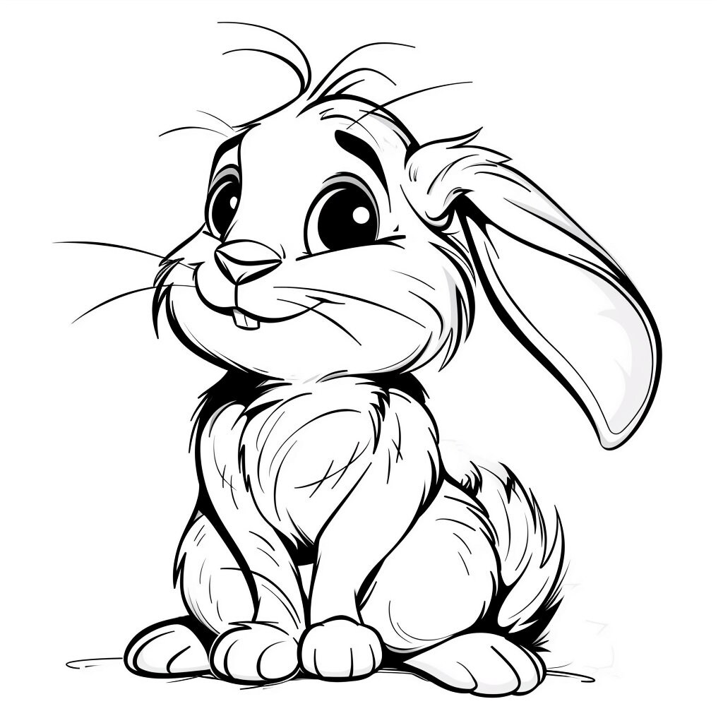 Rabbit Cartoon Color/black/white Bundle 2 80 Digital Line Art AI Svg ...