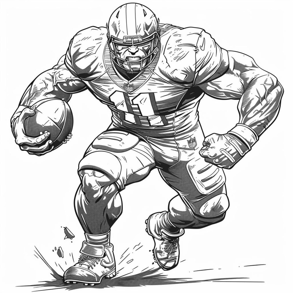 Football Character Cartoon Line Art Black and White Bundle 1 90 Digital ...