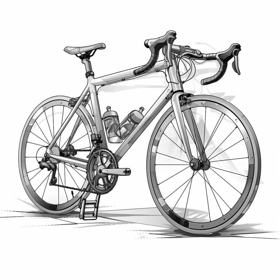Road Bike Black and White Line Art Bundle 1 48 Digital Ai Line Art PNG ...