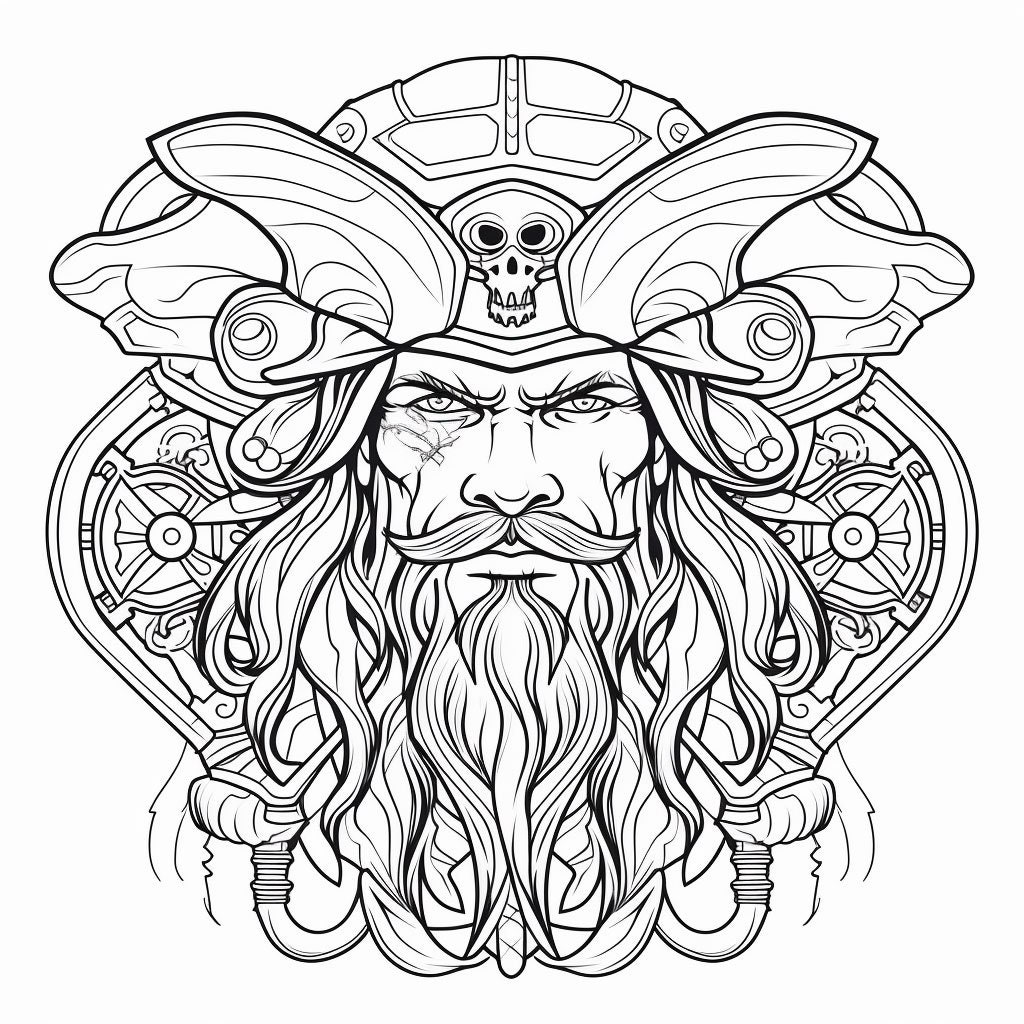 Pirate Head Line Art Black and White Bundle 1 42 Digital Ai Line Art ...