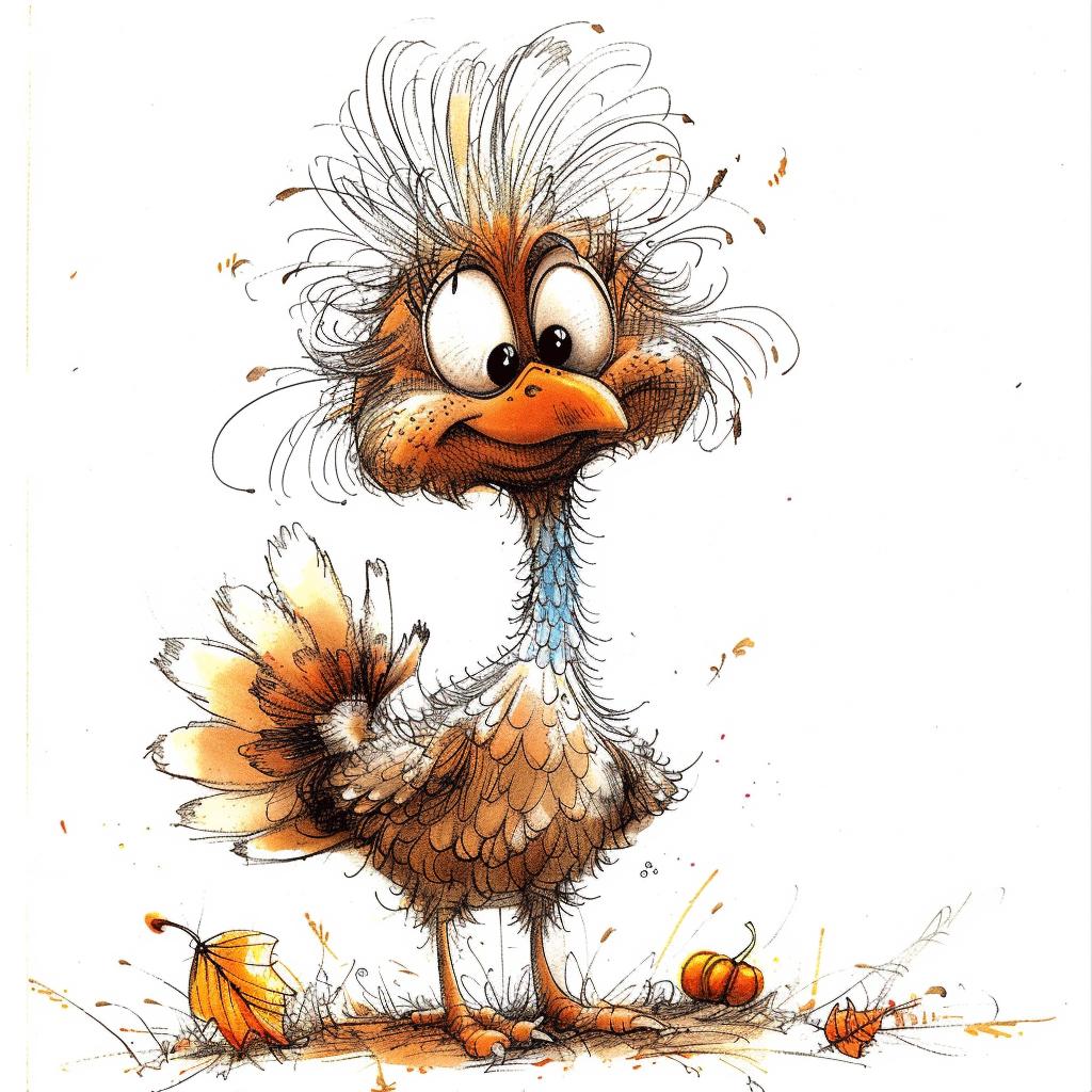Turkey Crazy Cartoon Line Art Illustration Color Bundle 1 24 Digital Ai ...