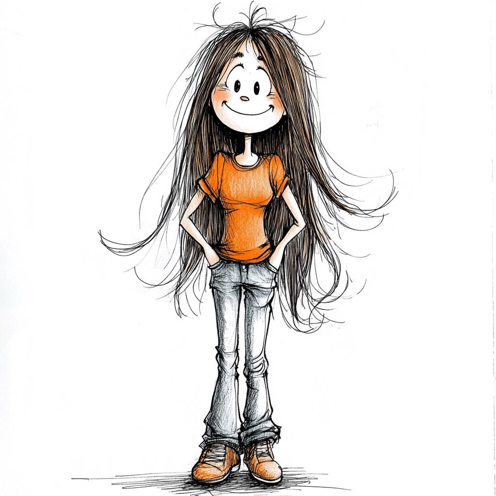 Woman Young Groovy Cartoon Line Art Illustration Color Bundle 1 48 ...