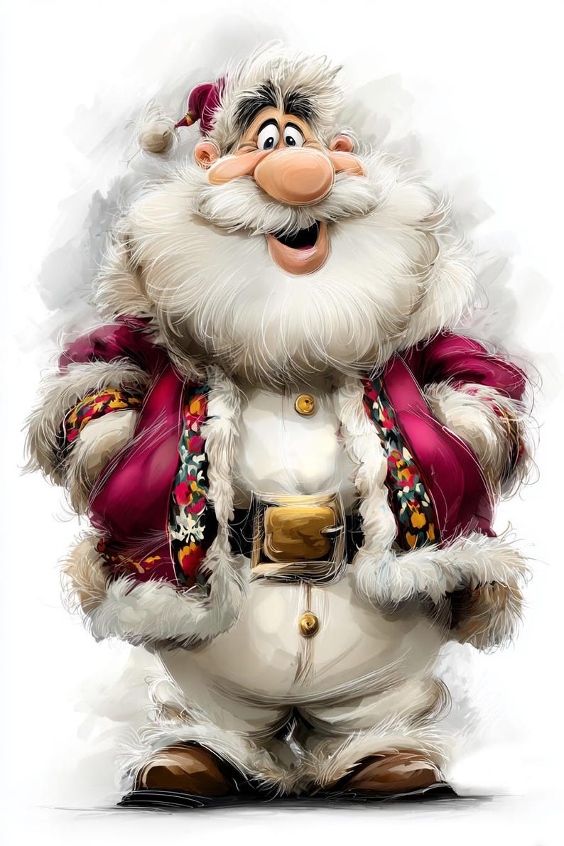 Santa Cartoon Line Art Color Bundle 3 20 Digital Ai Line Art PNG-SVG ...