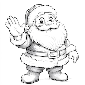 Santa Cartoon Line Art Illustration Black and White Bundle 1 36 Digital ...